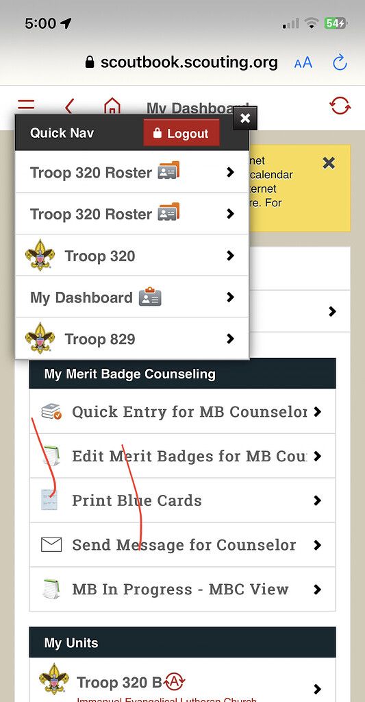 Quick Nav shows a new troop - Scoutbook & Scoutbook Plus Bugs - Scouting Forums