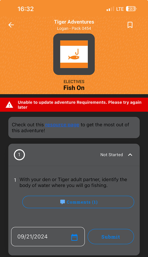 Unable to update - Scouting Mobile App - Scouting Forums