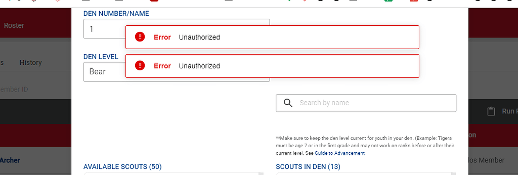 Unable to advance dens - Using Scoutbook & Scoutbook Plus - Scouting Forums