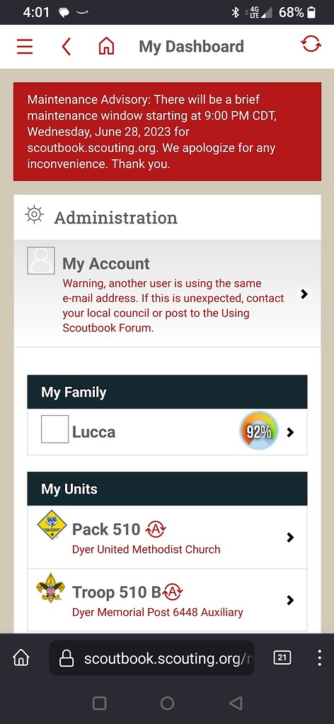 Error at Scoutbook login, email attached to 2 accounts - Scoutbook ...