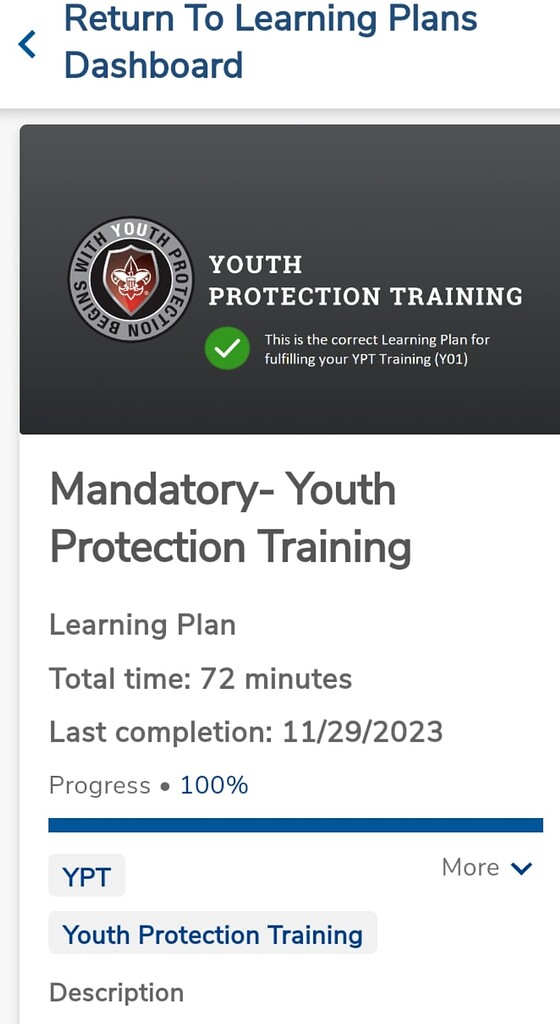 YPT Training completed but no new certificate - Training - Scouting Forums