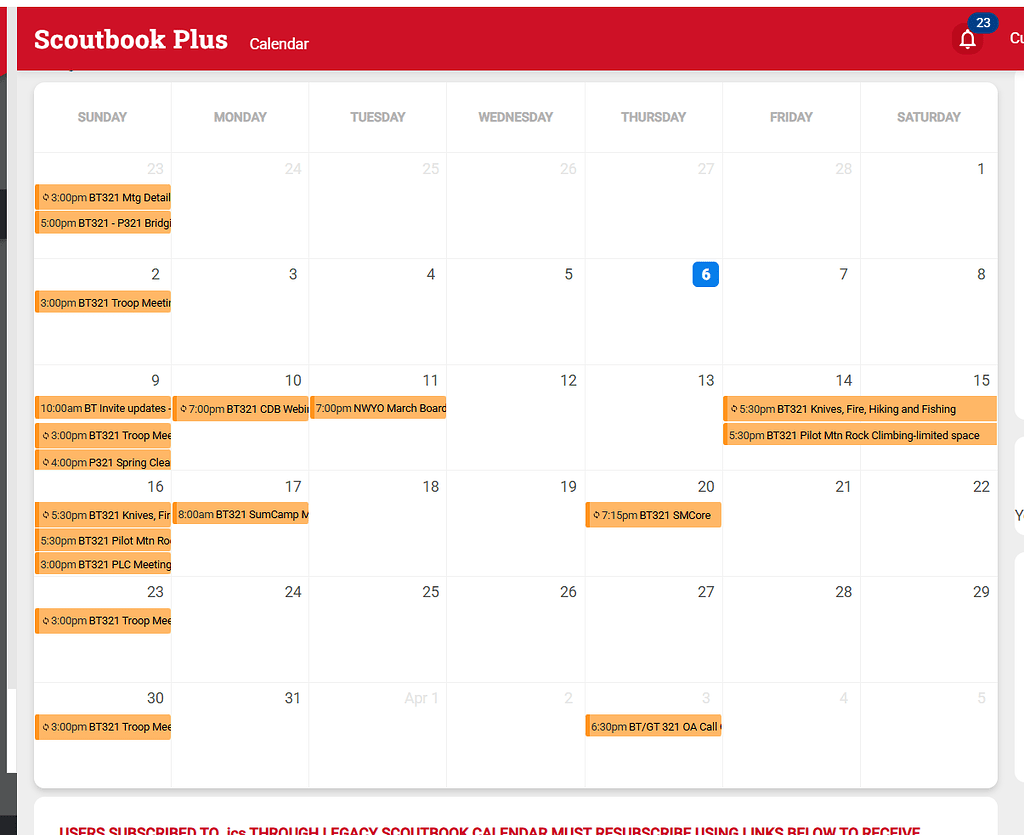 Missing Just Added Reoccurring Calendar Event - Using Scoutbook & Scoutbook Plus - Scouting Forums