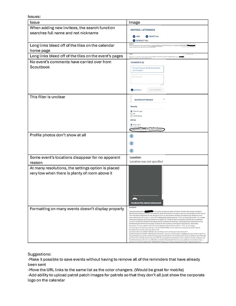 IA Calendar Issues and Suggestions - New Calendar Bugs - Scouting Forums