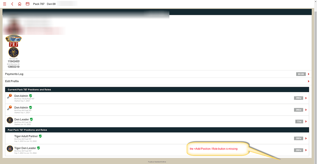 +Add Position / Role button is missing from only some leaders - Scoutbook & Scoutbook Plus Bugs ...