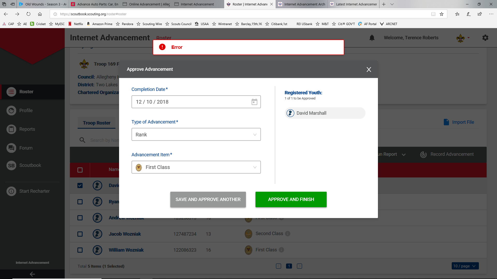 Error message - Internet Advancement - Scouting Forums