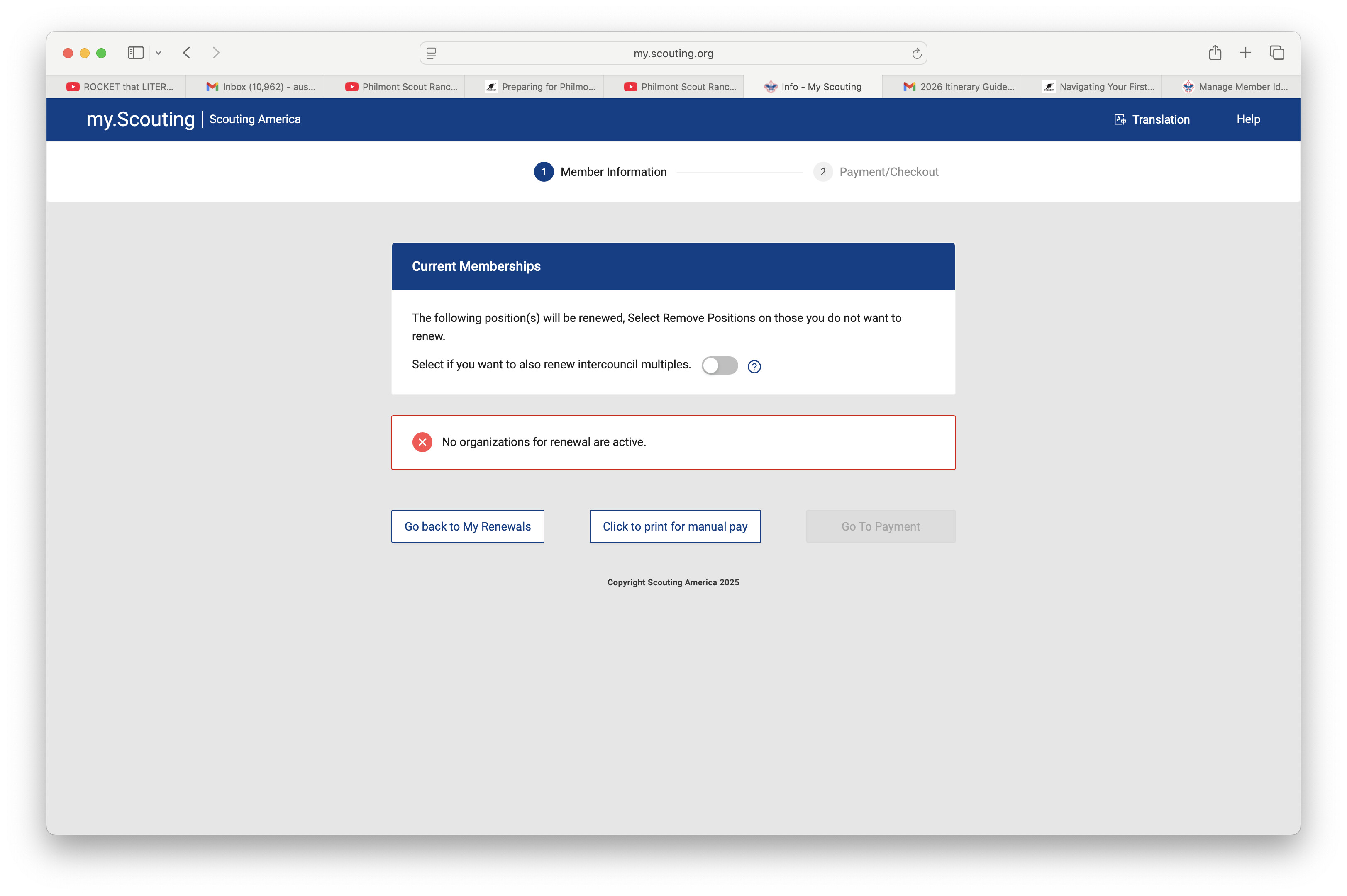 No Organization for Renewal Active - Internet Recharter - Scouting Forums