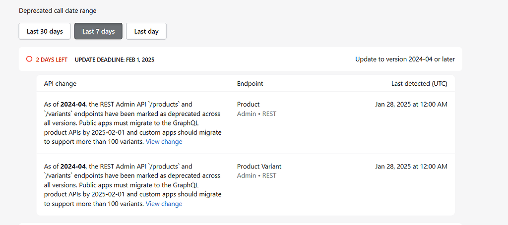Receiving Deprecated API Call Error After Migrating /products and /variants Endpoints to GraphQL ...