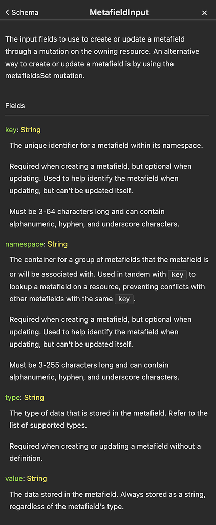 MetafieldInput is missing `id` in schema - GraphQL Admin API Troubleshooting - Shopify Developer ...