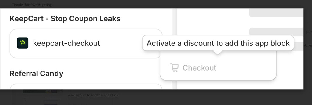 Error: activate a discount to add this app block on checkout extension - Extensions - Shopify ...