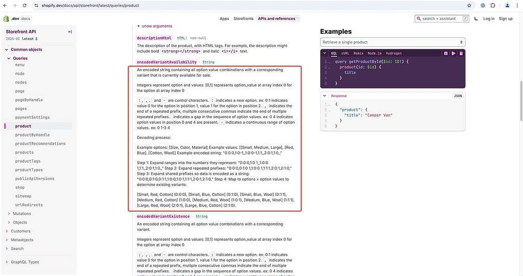 Got wrong encodedVariantAvailability and encodedVariantExistence from Storefront API - Hydrogen ...