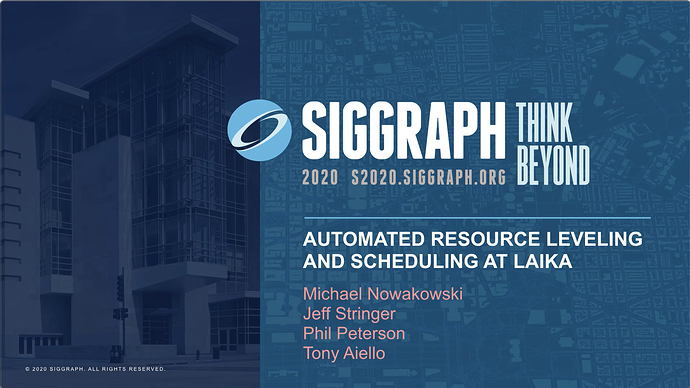 Automated Resource Leveling and Scheduling at LAIKA - Flow Production Tracking - Community ...