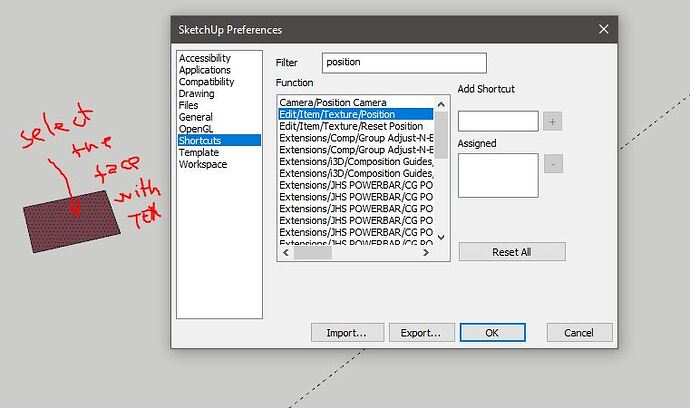 Texture position shortcut Windows - Pro - SketchUp Community