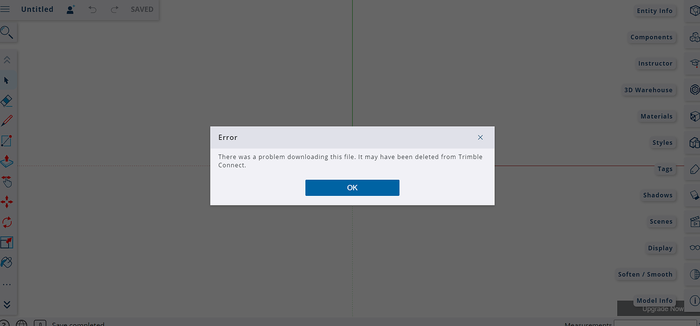 Lost Models In Sketch Up Free Error Message Says May Have Been Deleted From Trimble Connect