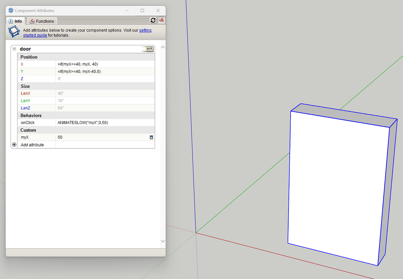 How to create Dynamic component with two moving step? - Dynamic Components - SketchUp Community