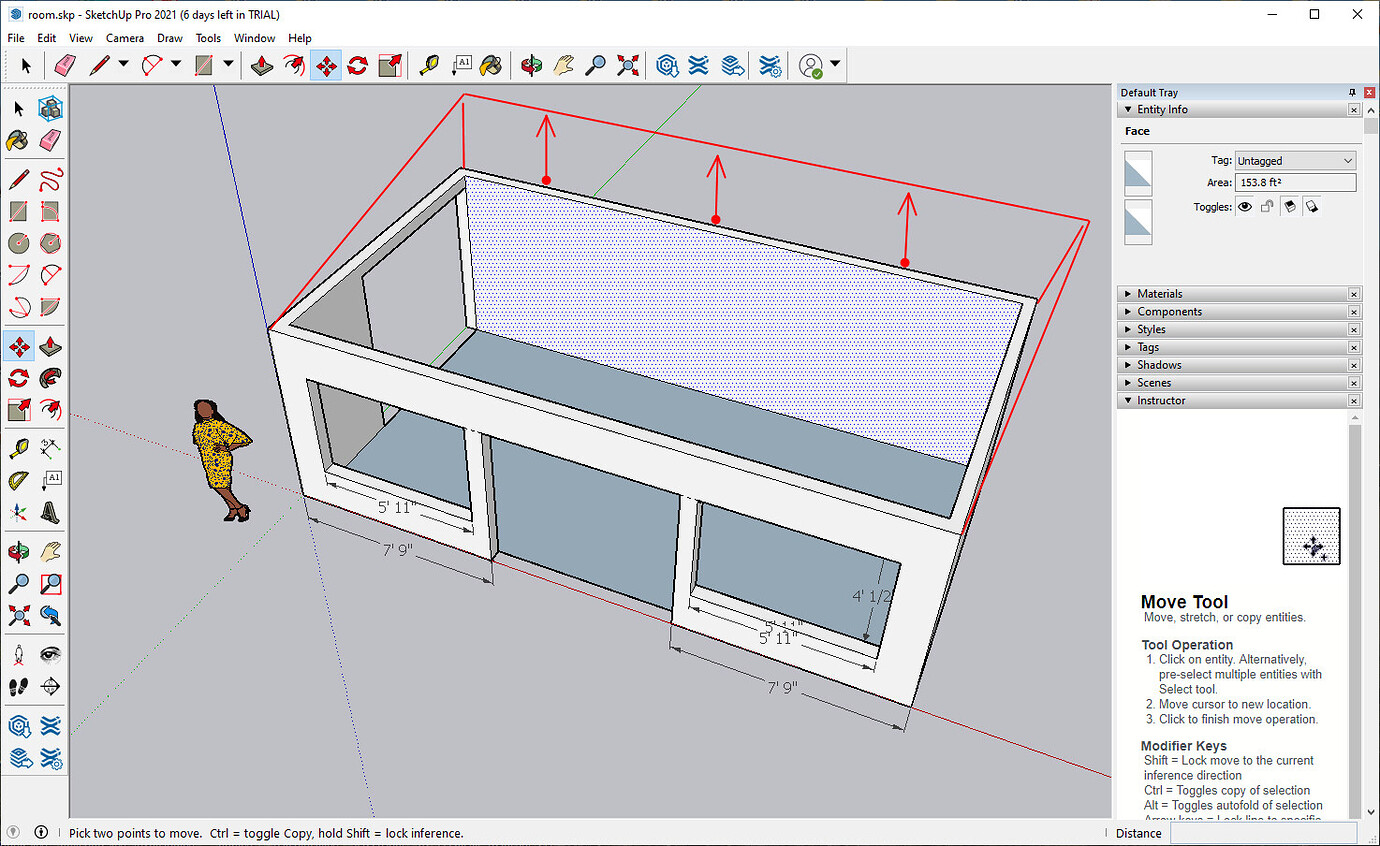 How to change dimension of wall with offset - SketchUp - SketchUp Community