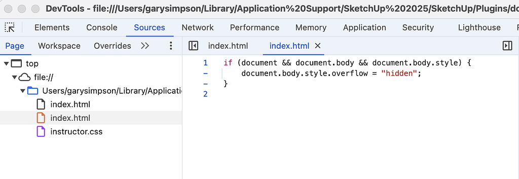 Loading Instructor Panel HTML - Ruby API - SketchUp Community