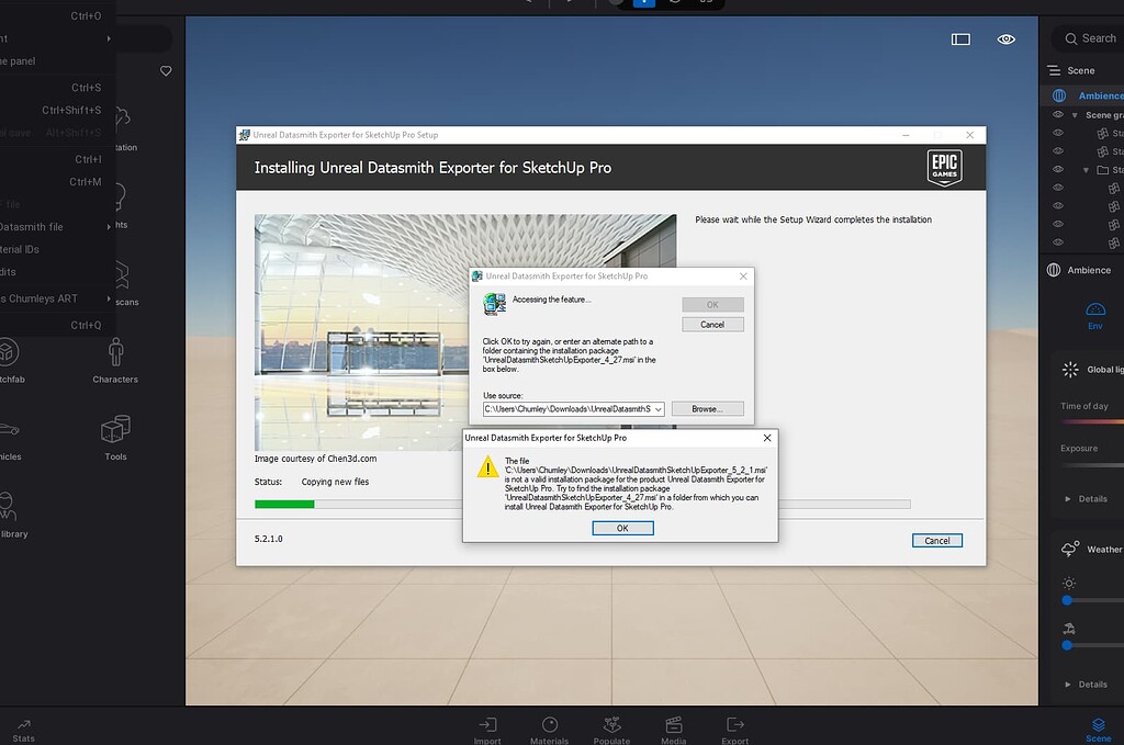 SUP2023 - DATASMITH EXPORTER FOR SKETCHUP PRO - Download Error - Extensions - SketchUp Community