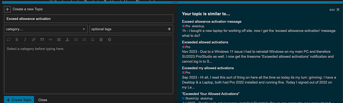 Exceed Allowance Activation Message Pro Sketchup Community