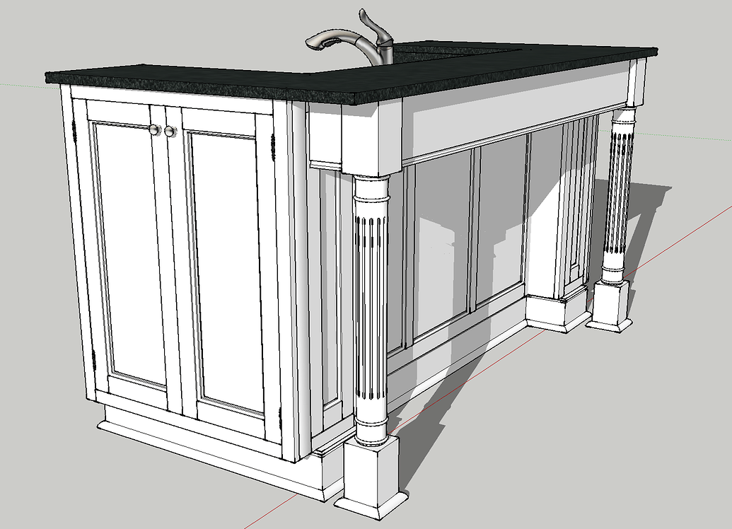 How to create an internal chamfer to a square table leg - SketchUp ...