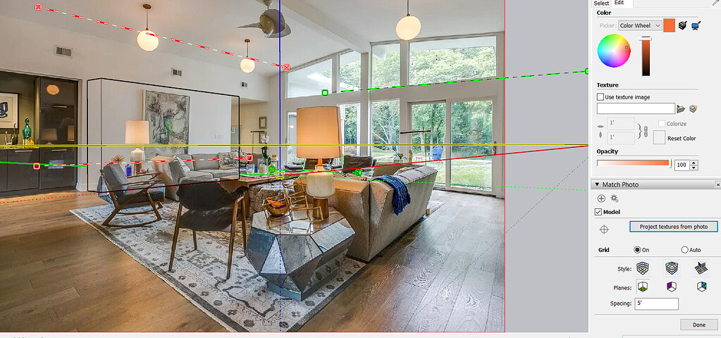 Match photo : What's wrong with my axis choices AND where'd my colors go? - Pro - SketchUp Community