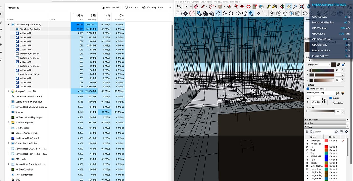 Sketchup Using 100% CPU usage after rendering in Vray. Sometimes its slow just messing with ...