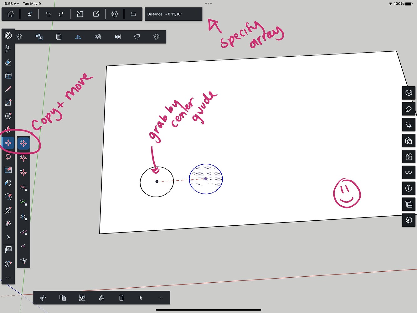How to create circles aligned by center points - SketchUp for iPad - SketchUp Community