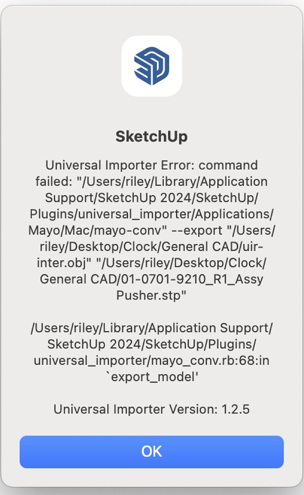Universal Importer plugin error when importing .stp .step files - Extensions - SketchUp Community