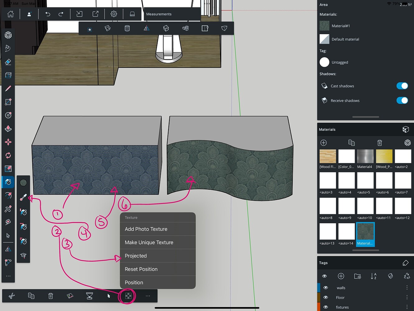 Projecting Texture On Complex Geometry Sketchup For Ipad Sketchup Community 