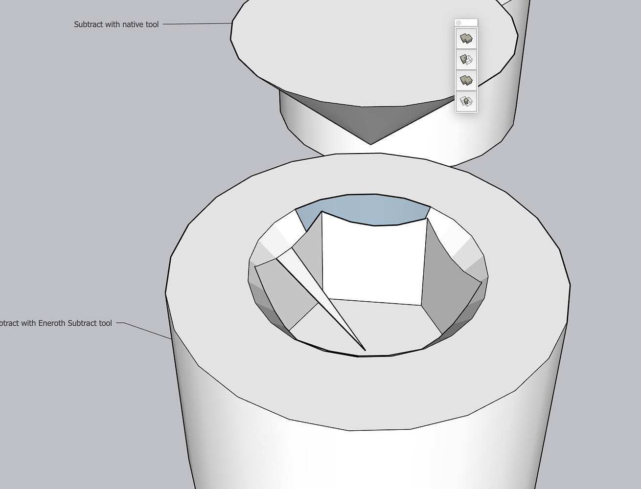 Subtract with native Solid tool vs Eneroth Solid Tools - Extensions ...