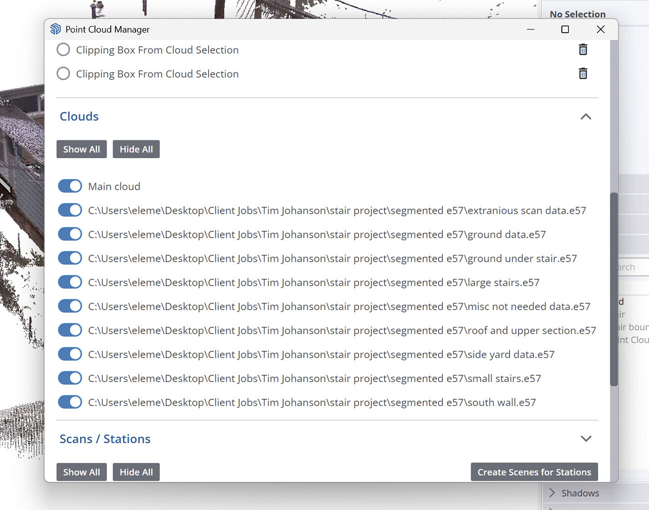 Point cloud manager clouds display issue - Scan Essentials - SketchUp Community