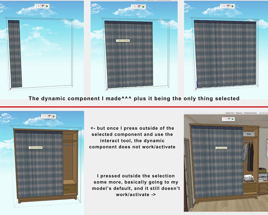 Dynamic Component not activating once I click out of it - Dynamic Components - SketchUp Community