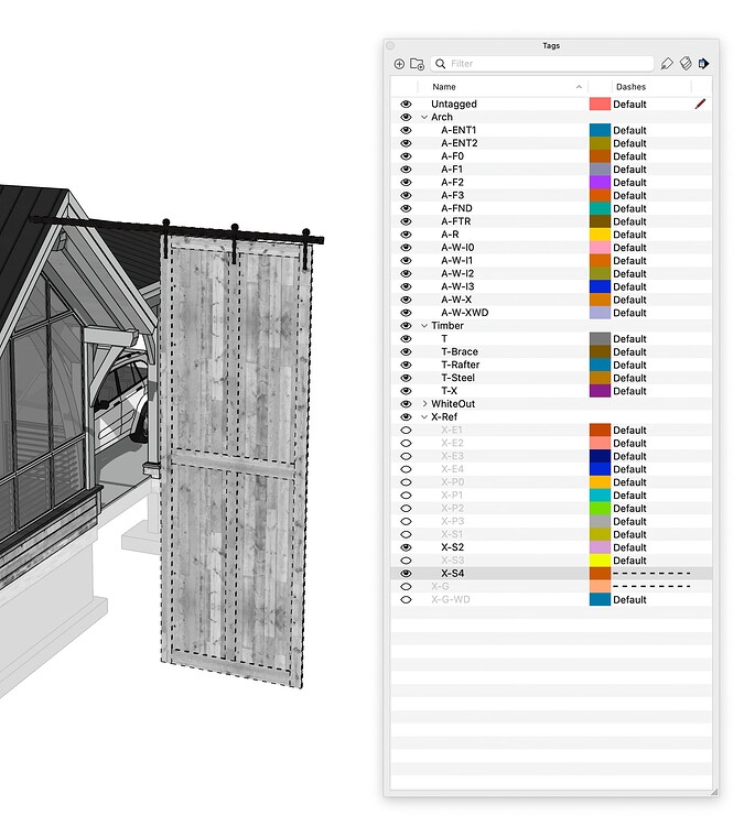 How to use a layer to show shear walls on 2 different views - Pro - SketchUp Community