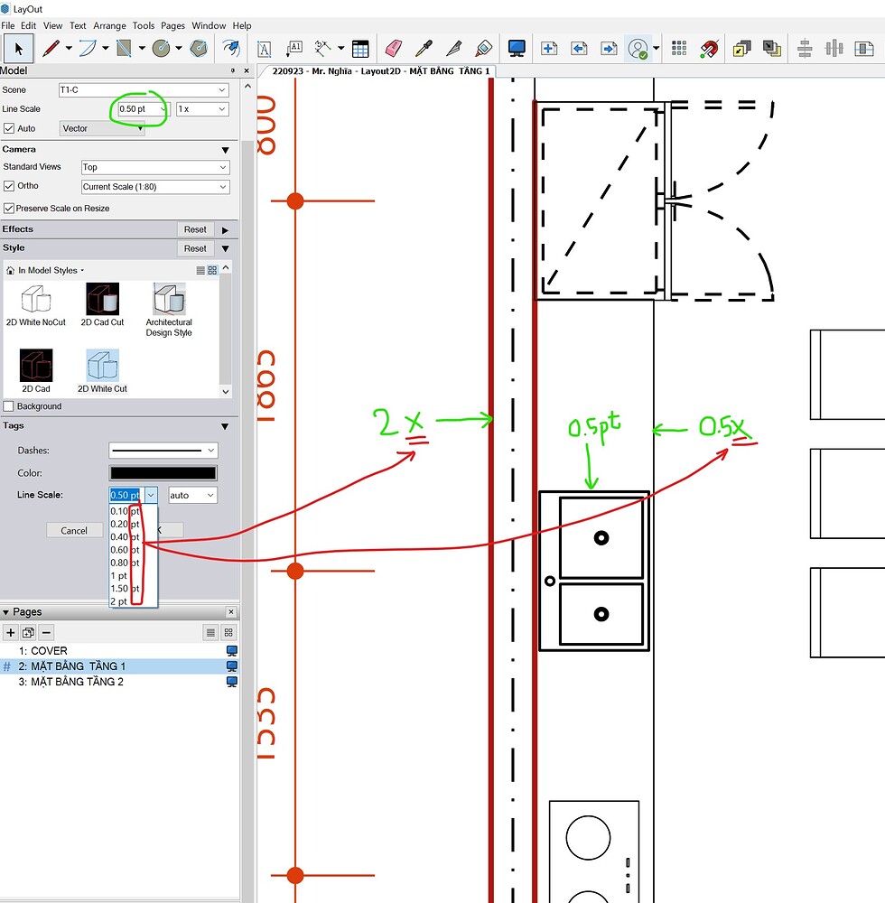 Custom Line Scale For Tag In LayOut Using Lineweight By Multiply 