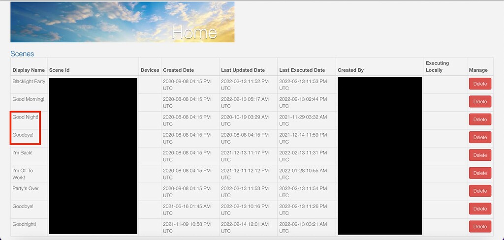 Unable to Delete Old Scenes - General Discussion - SmartThings Community