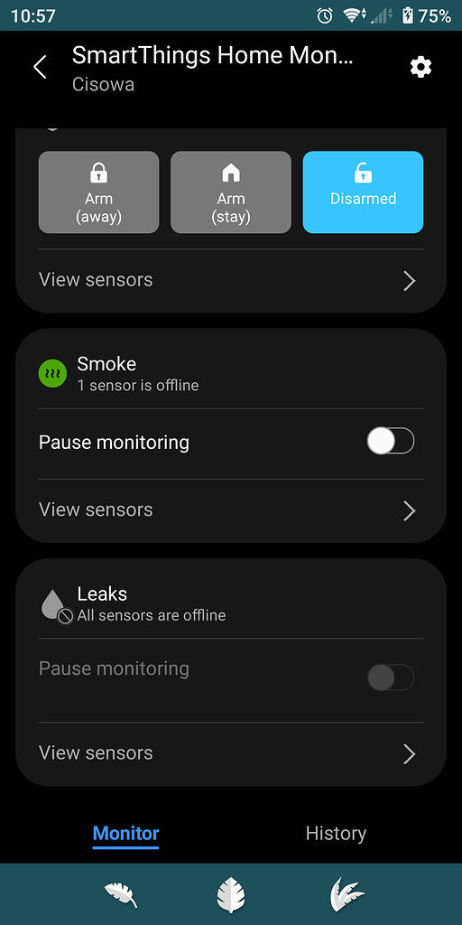 Water leak and smoke sensors shows as offline In STHM - Devices & Integrations - SmartThings ...
