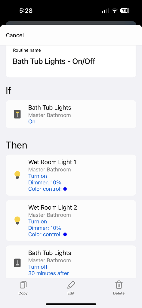 Trouble with routine dimming lights properly - SmartApps & Automations - SmartThings Community
