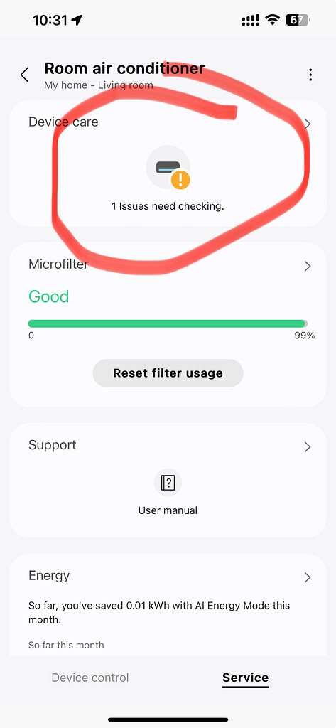 Error message on Ac - Devices & Integrations - SmartThings Community