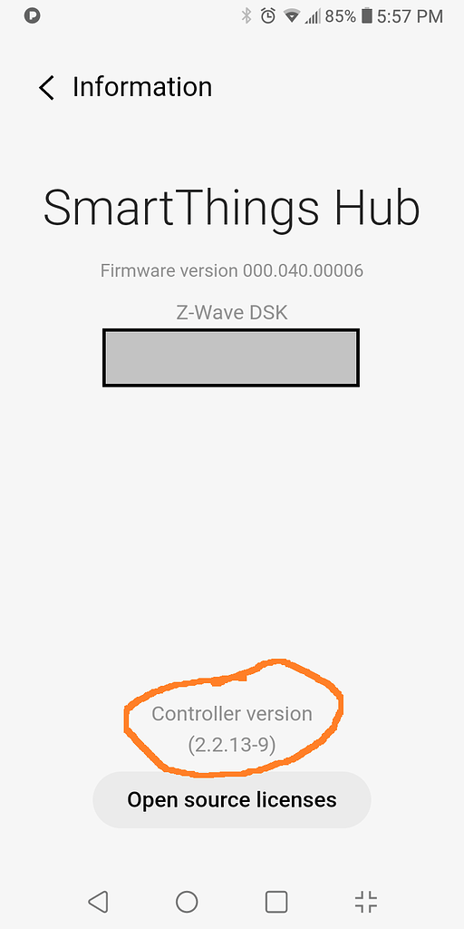 What does the "controller version" refer to in the SmartThings app hub info screen? - Devices ...