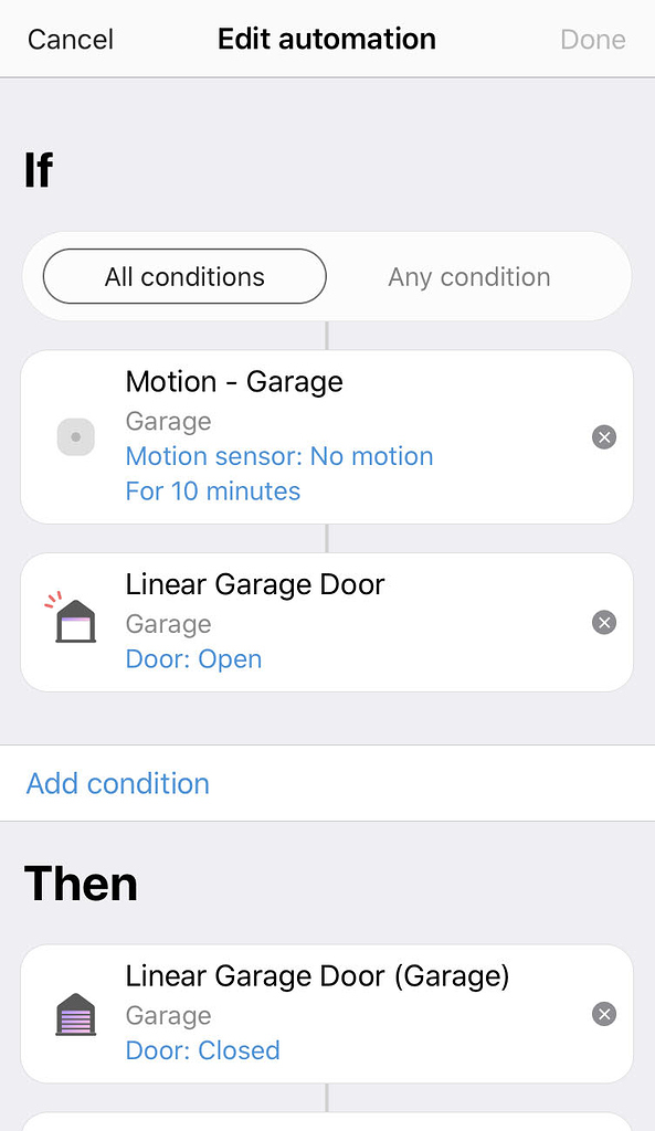 Automation to close garage door if there's no motion - SmartApps & Automations - SmartThings ...