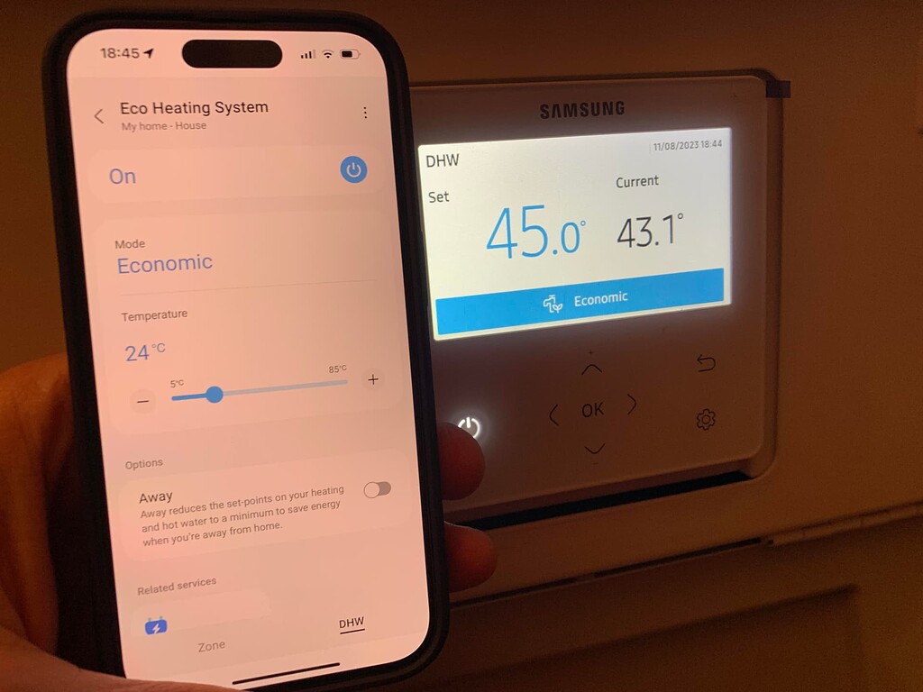 I cannot control temperature in Smarttings (DHW / SAMSUNG air to water ...