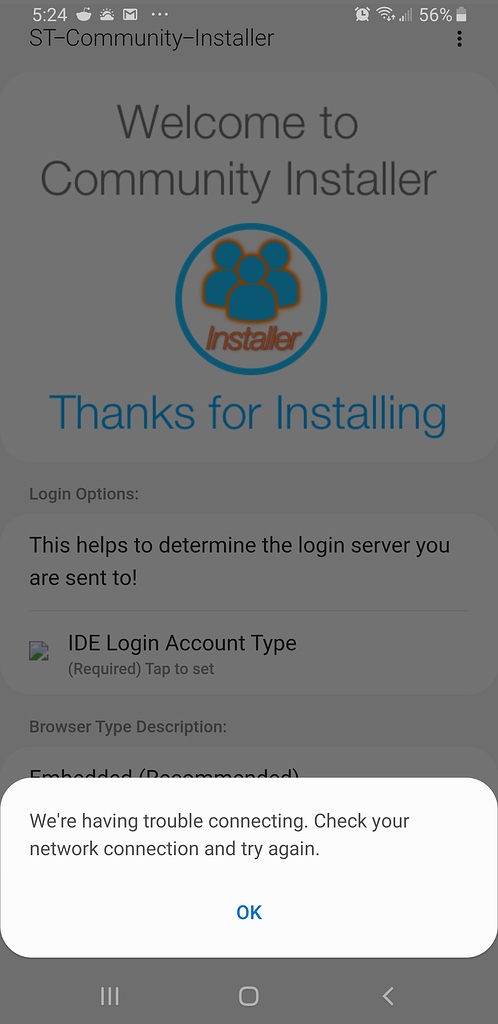 ST-Community-Installer fails with network connection error - SmartApps & Automations ...