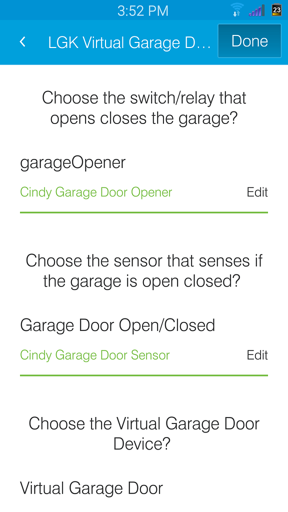 New Smart App To Link The Virtualsimulated Garage Door Device With Two Actual Devices