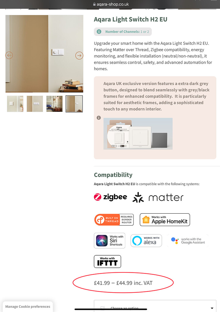 Aqara H2 EU 1 gang and 2 gang Matter Thread switches now on UK Aqara ...