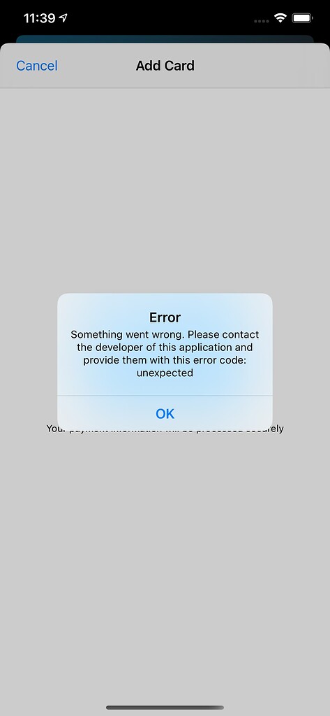No able to add a new card using react-native-square-in-app-payments using prod and iOS simulator ...