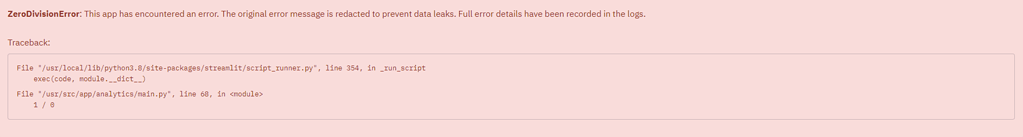 Exceptions display - Using Streamlit - Streamlit