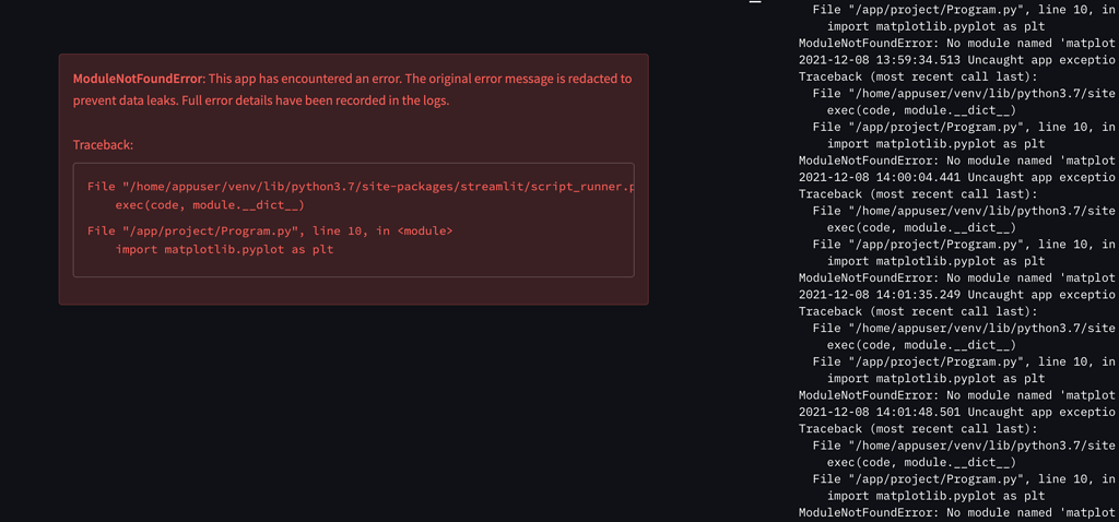 Unable to deploy app due to matplotlib not - Community Cloud - Streamlit Unable to deploy app due to matplotlib not - Community Cloud - Streamlit
