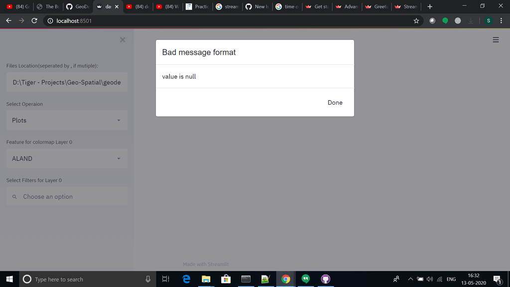 Error While Displaying Bokeh Plots Using Stbokehchart Using Streamlit Streamlit