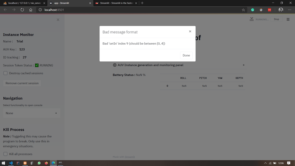 Bad message format - Bad 'setIn' index 9 (should be between [0, 4]) - Using Streamlit - Streamlit