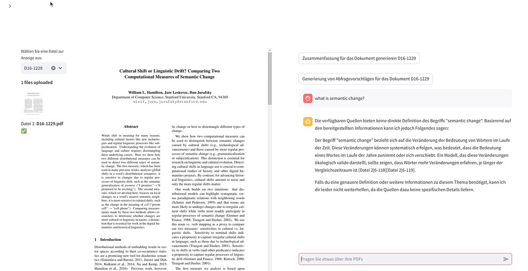 Two-column Chat with PDF interface - Using Streamlit - Streamlit