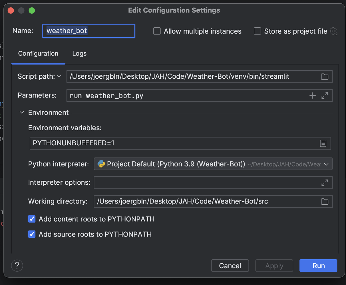 Run streamlit from PyCharm - Using Streamlit - Streamlit